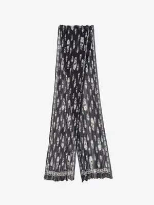 Alexander McQueen Pleated Skull Scarf - Black/ivory