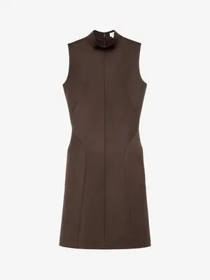 Alexander McQueen Sleeveless Wool Barathea Mini Dress - Brown