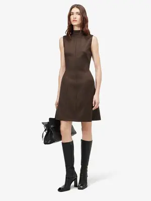 Alexander McQueen Sleeveless Wool Barathea Mini Dress - Brown