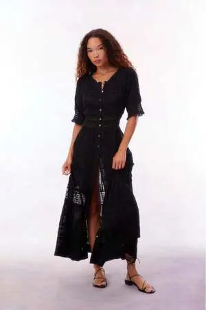 LoveShackFancy Minka Maxi Dress - Black