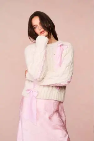 LoveShackFancy Parson Alpaca-blend Ribbon Pullover