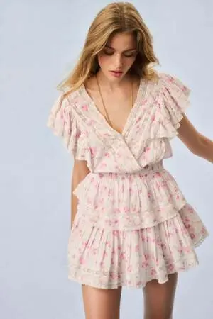 LoveShackFancy Gwen Fragrance Print Cotton Dress