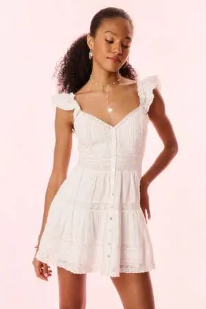 LoveShackFancy Rietta Cotton Lace-trimmed Mini Dress