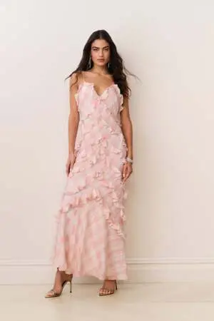 LoveShackFancy Eliettta Tartan Ruffle Maxi Dress