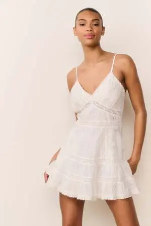 LoveShackFancy Solbina Crystal Bow Cotton Mini Dress