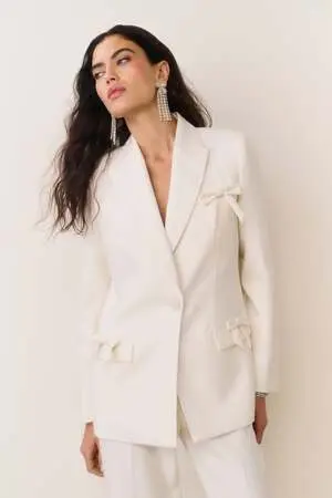 LoveShackFancy Shayne Wool-blend Bow-embellished Blazer