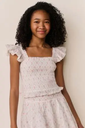 LoveShackFancy Tween Jeanna Floral Cotton Top