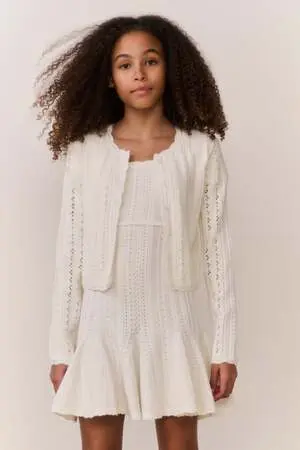 LoveShackFancy Tween Emlynn Stretch Pointelle Cardigan