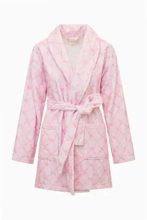 LoveShackFancy Cotton Indie Robe - Peppermint Pink