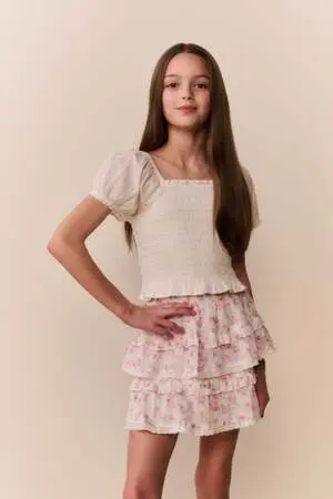 LoveShackFancy Tween Floral Blooms Billie Skirt