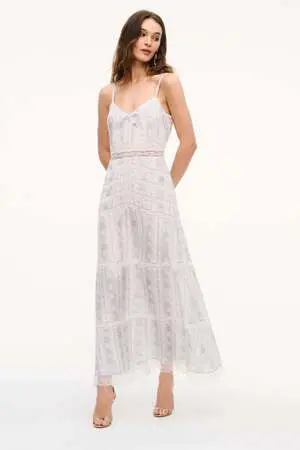 LOVESHACKFANCY Mirabeline Silk Lace-Trimmed Maxi Dress 
