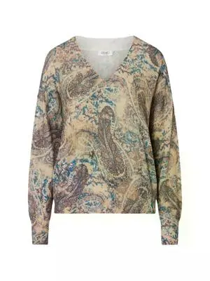 Liu Jo Paisley Print V-neck Sweater - Neutrals