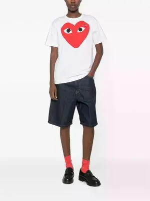 Play Comme Des Garcon Heart-print Logo-patch T-shirt - White