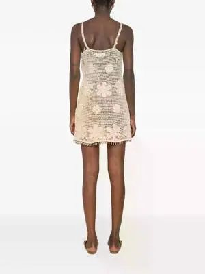 ASTA RESORT Delilah Hand-crochet Mini Dress Neutrals