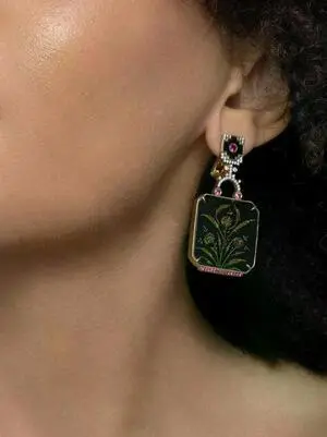 SILVIA FURMANOVICH Embellished Ruby And Diamond Drop Earrings In 18k Yellow
