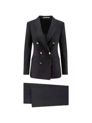 Tagliatore Double-breasted Peak-lapels Suit - Black