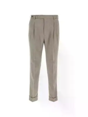 PT TORINO Pleated Turn-up Trousers - Neutrals