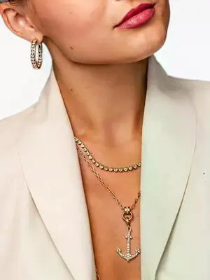 LEIGH MAXWELL 18k Yellow Diamond Anchor Pendant