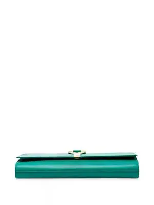 Saint Laurent Leather Chyc Ligne Clutch Bag - Green