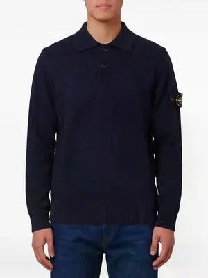 Stone Island Logo-patch Virgin Wool Polo Shirt