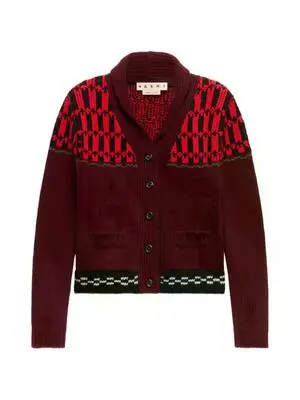 Marni Jacquard-knitted Cardigan - Red