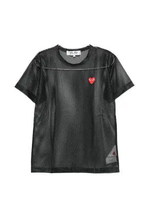 Play Comme Des Garcon Heart-patch Mesh T-shirt - Black