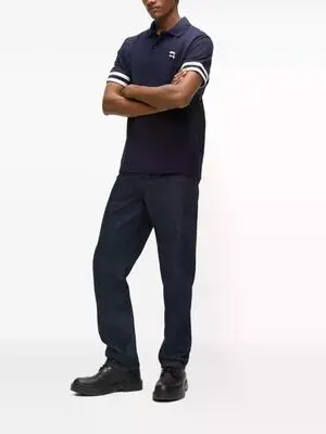 Karl Lagerfeld Ikon Striped-sleeve Cotton Polo Shirt