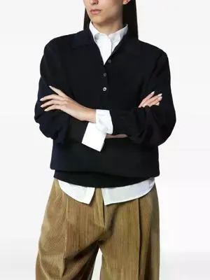 RÓHE Merino Wool Polo Sweater - Blue
