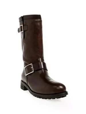 JIMMY CHOO Biker Mid Buckle-strap Boots