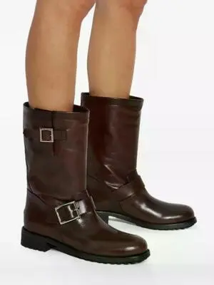 JIMMY CHOO Biker Mid Buckle-strap Boots