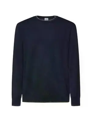 Eleventy Crew Neck Wool Sweater With Contrast Trim