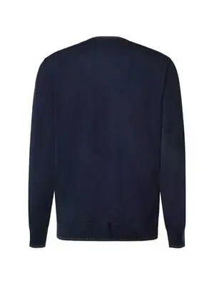 Eleventy Crew Neck Wool Sweater With Contrast Trim