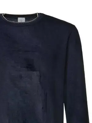Eleventy Crew Neck Wool Sweater With Contrast Trim