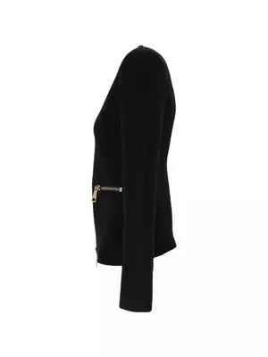Elisabetta Franchi Cardigan In Knit Fabric With Zip Closure - Black