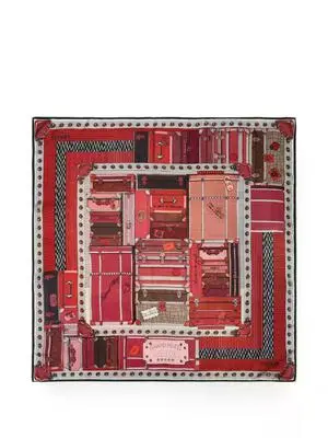 LANCEL Grand Hotel Silk Scarf - Red