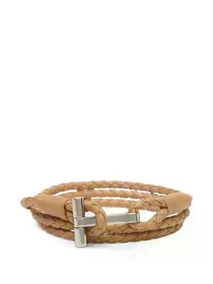TOM FORD Braided Leather T Bracelet Neutrals