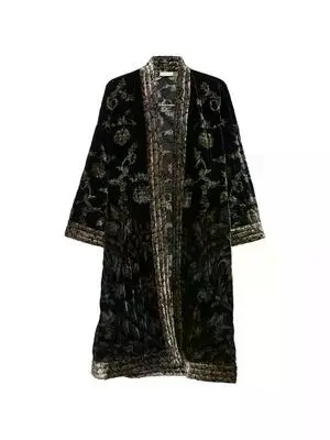 PIERRE-LOUIS MASCIA Floral-print Velvet-effect Coat