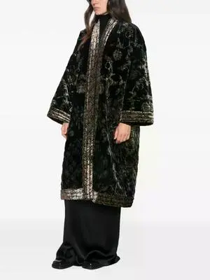 PIERRE-LOUIS MASCIA Floral-print Velvet-effect Coat
