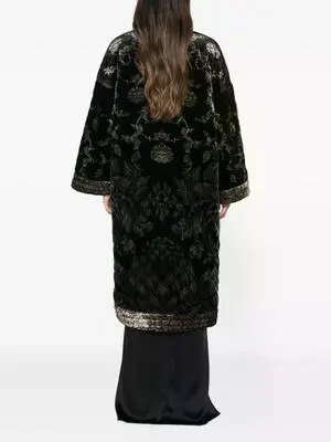 PIERRE-LOUIS MASCIA Floral-print Velvet-effect Coat