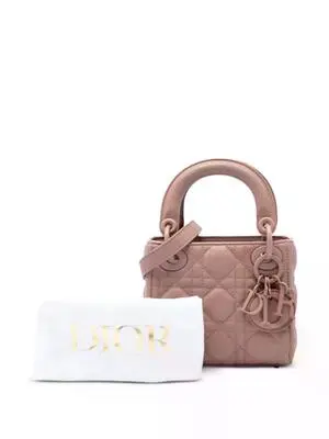 Dior Micro Ultra Matte Calfskin Cannage Lady Satchel - Pink