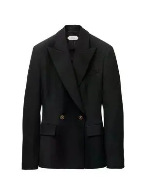 Versace Wool Grain De Poudre Double-breasted Blazer With Medusa Buttons