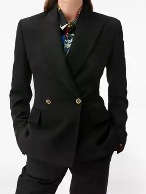 Versace Wool Grain De Poudre Double-breasted Blazer With Medusa Buttons