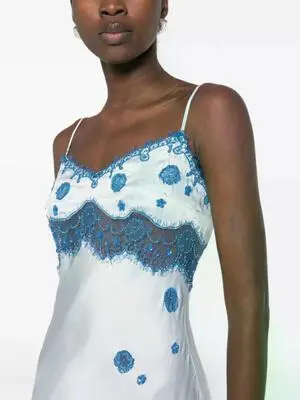 ASTA RESORT Beaded Lace-trim Mini Dress