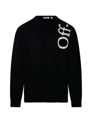 Off-White Logo-embroidered Knitted Sweater - Black