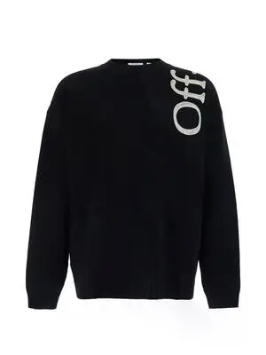 Off-White Embroidered Logo Knit Sweater - Black