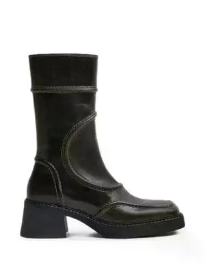 MIISTA Malene Leather Contrast-stitched Boots