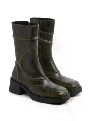 MIISTA Malene Leather Contrast-stitched Boots