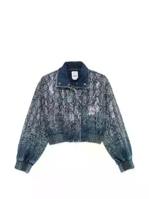 Liu Jo Sequined High Neck Denim Jacket - Blue