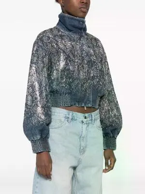 Liu Jo Sequined High Neck Denim Jacket