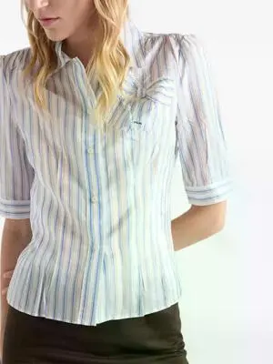 Prada Striped Shirt With Bow Detail